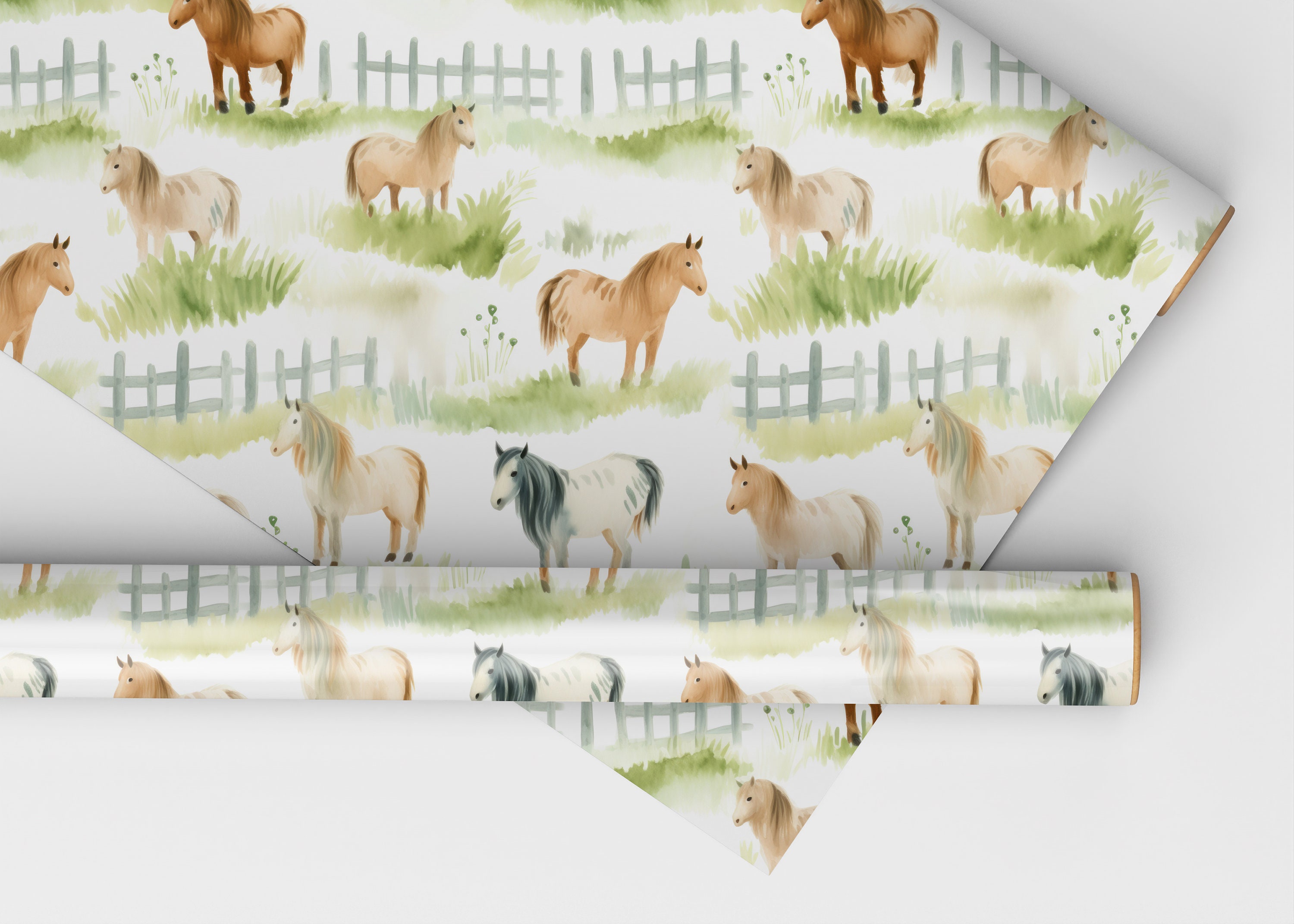 Seamless Watercolor Ponies Pattern, Seamless Pony Background, Cute ...