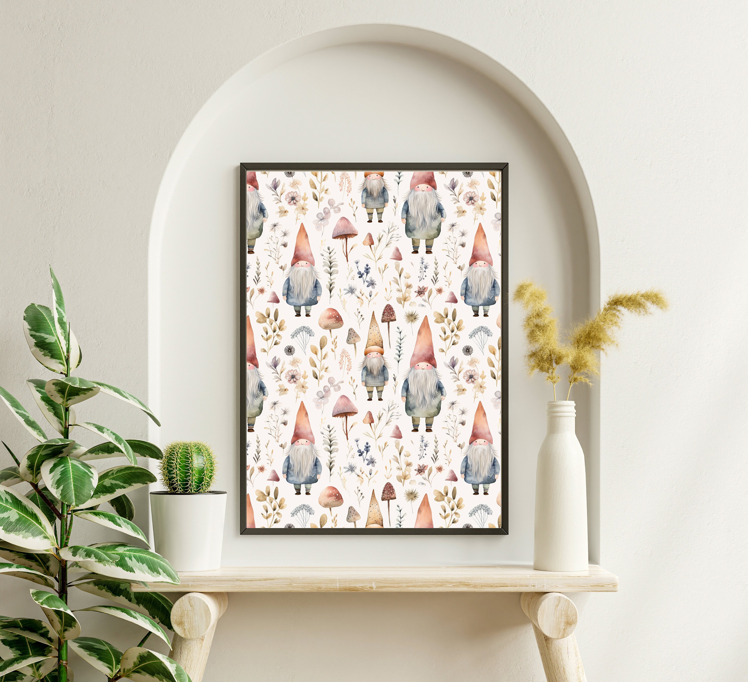 Seamless Gnome Pattern Seamless Watercolor Gnome Background, Boho ...