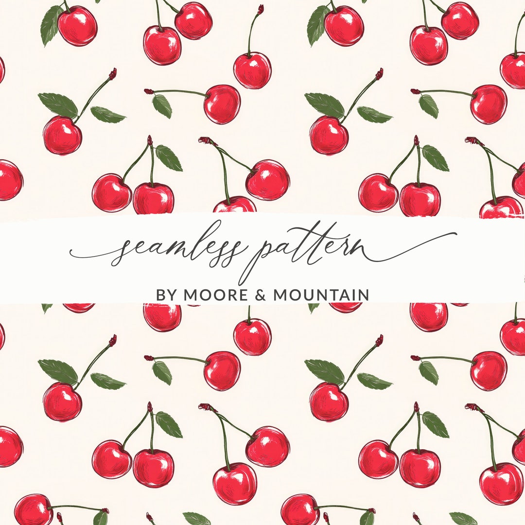 Seamless Cherries Pattern Red Cherries Repeating Background Coquette ...