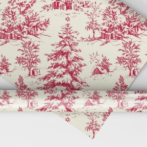 Christmas Toile De Joy Seamless Pattern Red and White Vintage Christmas ...