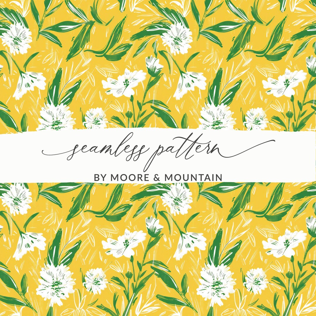 Green and Yellow Bright Spring Background Pattern Modern Spring Floral ...