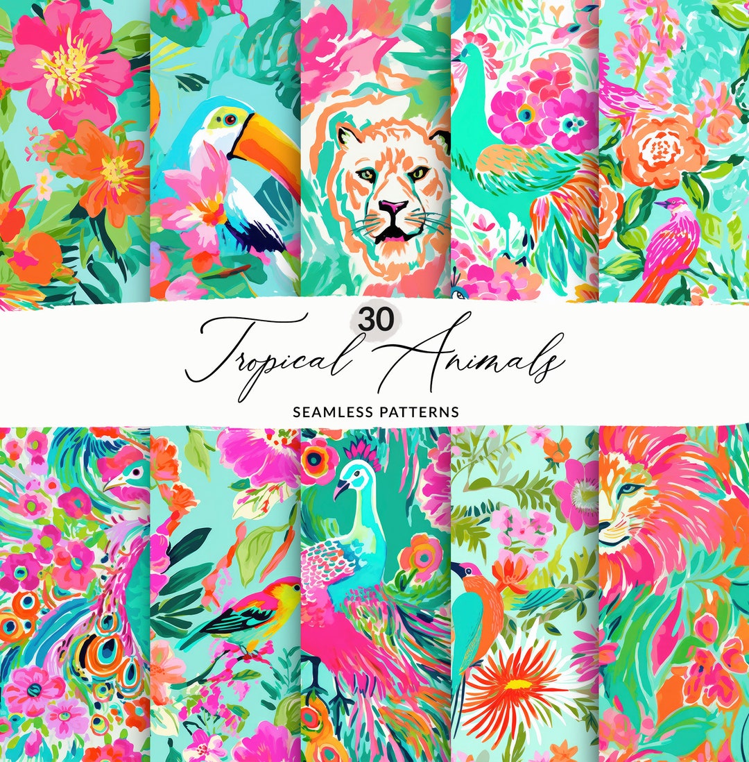 Seamless Preppy Animal Pattern Collection, Seamless Pattern Wild ...