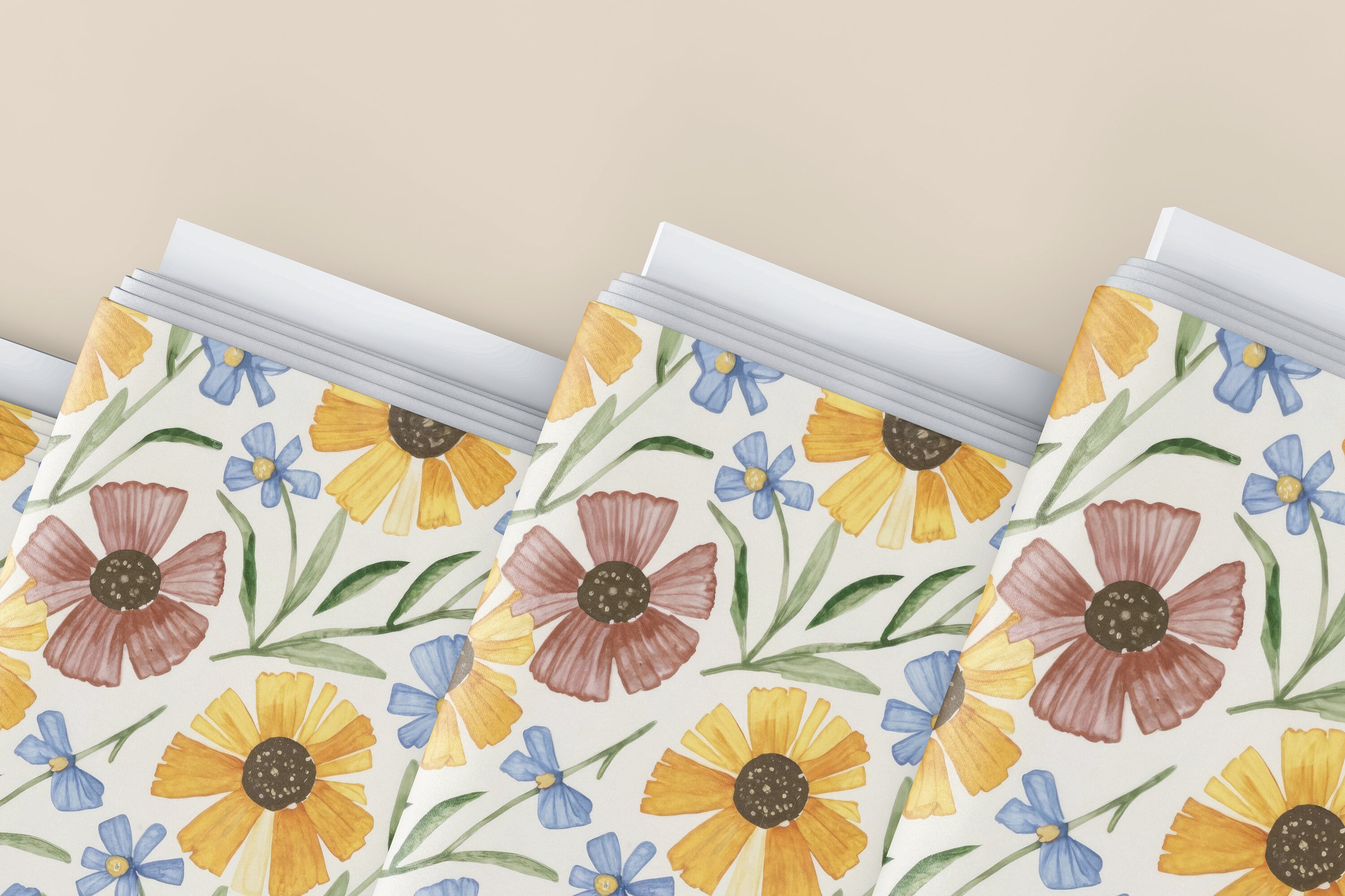 Seamless Painted Floral Spring Pattern, Painted Yellow Daisy Seamless ...