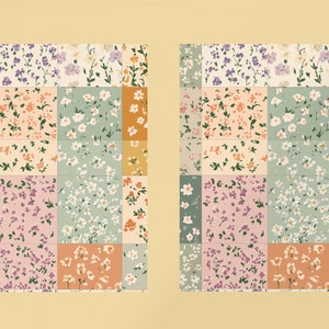 Seamless Patchwork Background PNG Floral Patchwork Quilt Digital ...