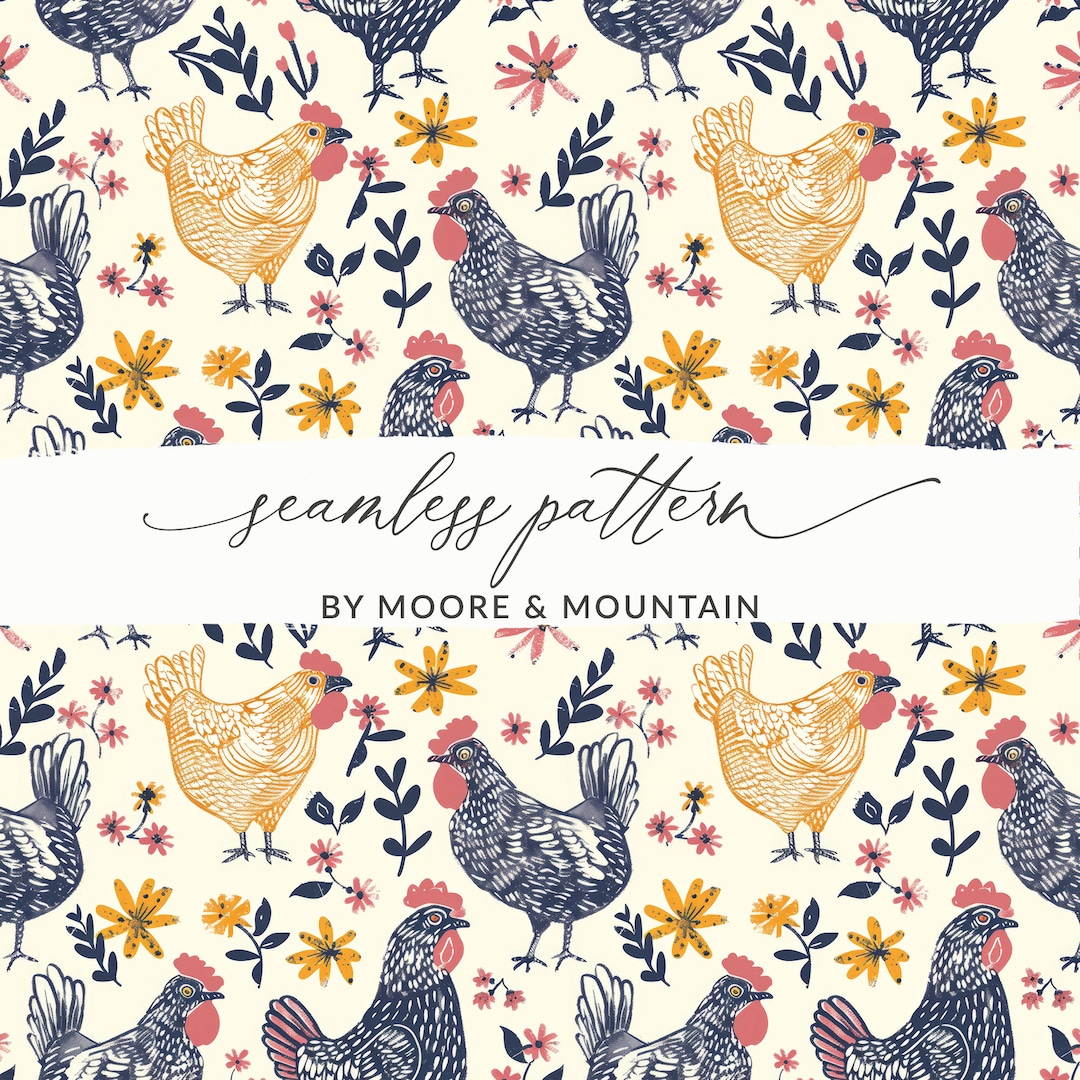 Seamless Chickens Pattern, Cute Chickens Background, Homesteading ...