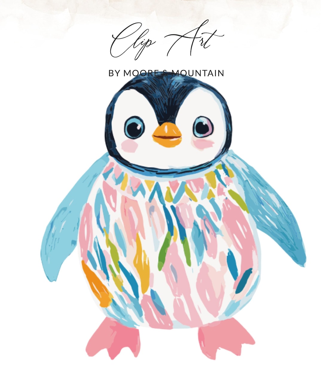 Cute Penguin SVG Preppy Digital Design, Watercolor Animal Clipart ...
