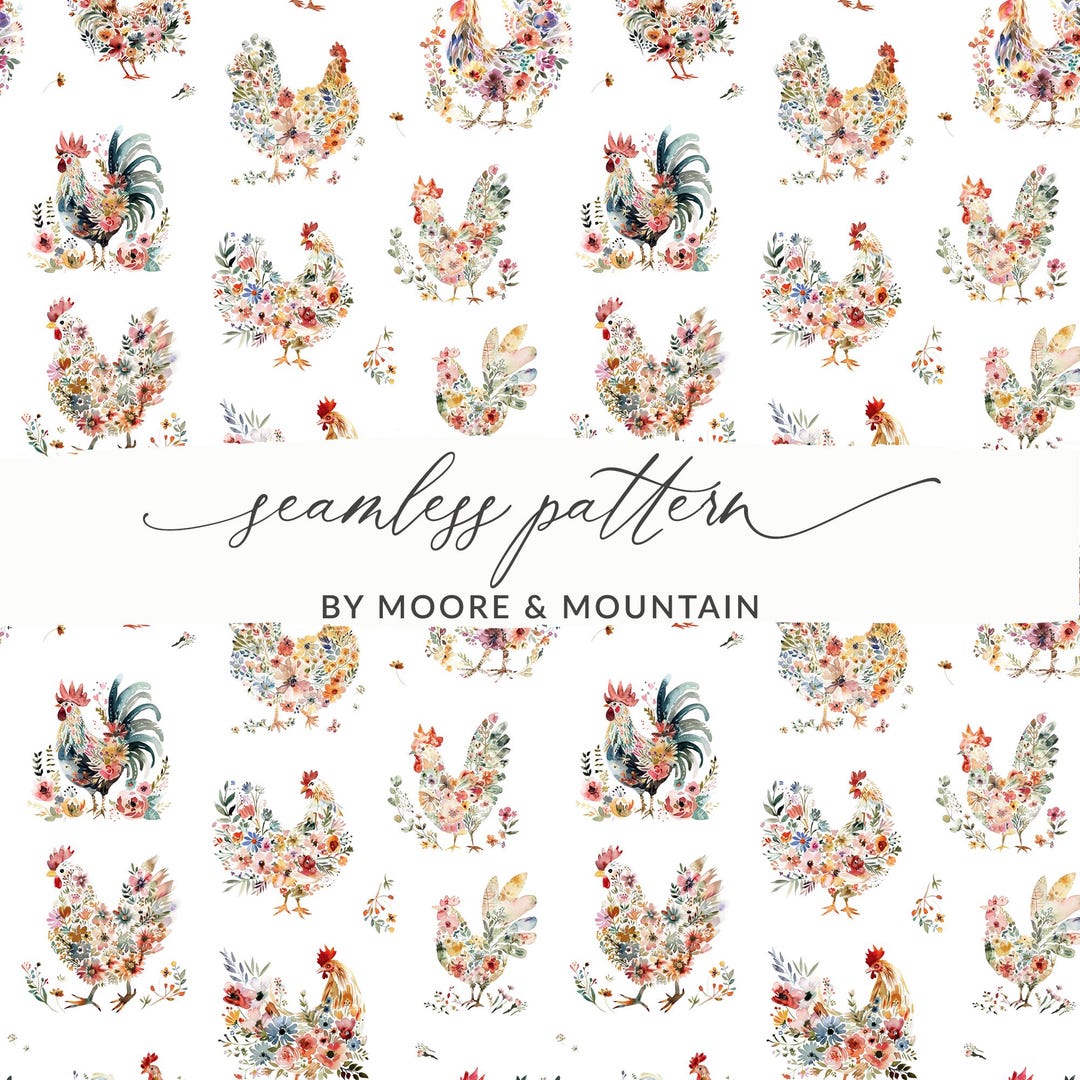 Cute Chickens Seamless Background Farmhouse Chicken Repeating Pattern ...