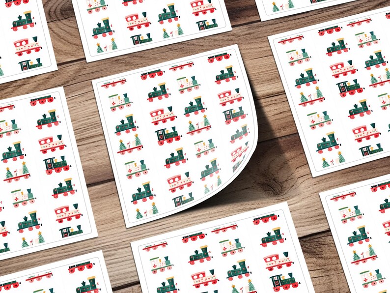 Christmas Train Digital Paper, Seamless Holiday Pattern, Festive ...