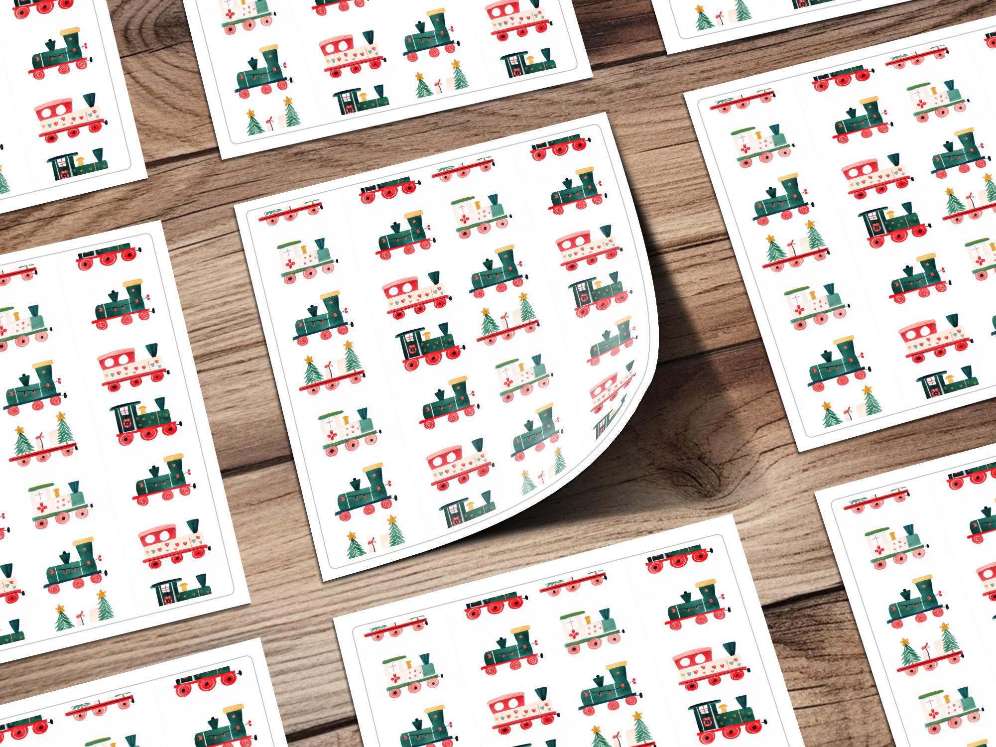 Christmas Train Digital Paper, Seamless Holiday Pattern, Festive ...