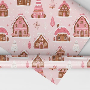 Pink Gingerbread House Seamless Pattern Pink Christmas Background ...