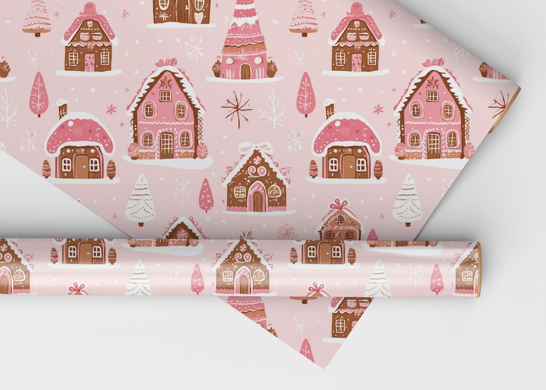 Pink Gingerbread House Seamless Pattern Pink Christmas Background ...