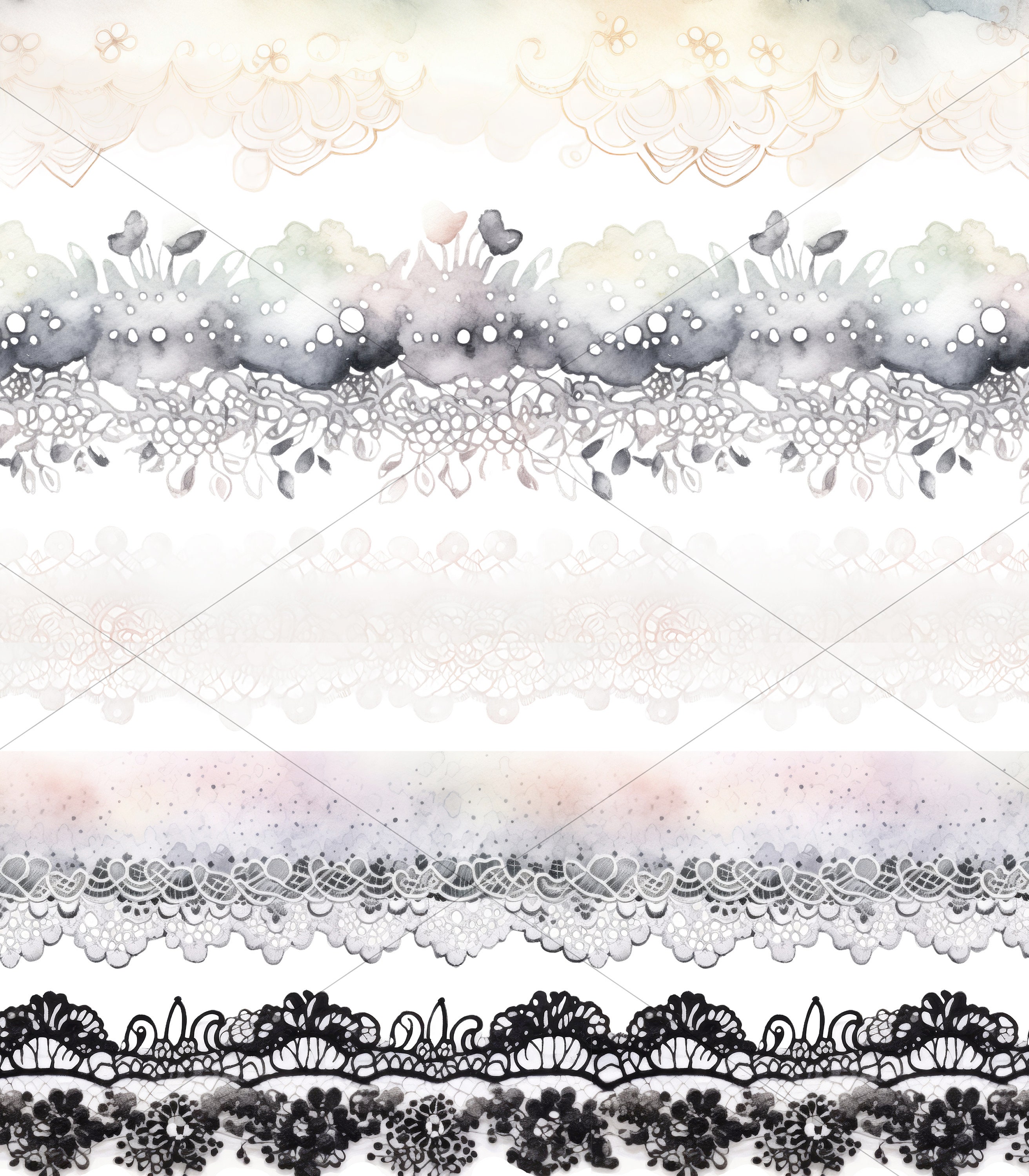 80 Seamless Lace Clipart PNG Watercolor Lace Seamless Clip Art Lace ...