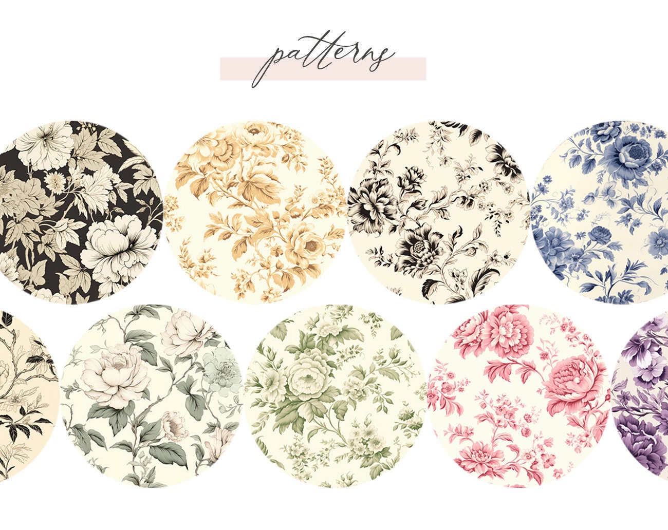 Seamless Toile Patterns, Seamless Chinoiserie Patterns, Seamless ...