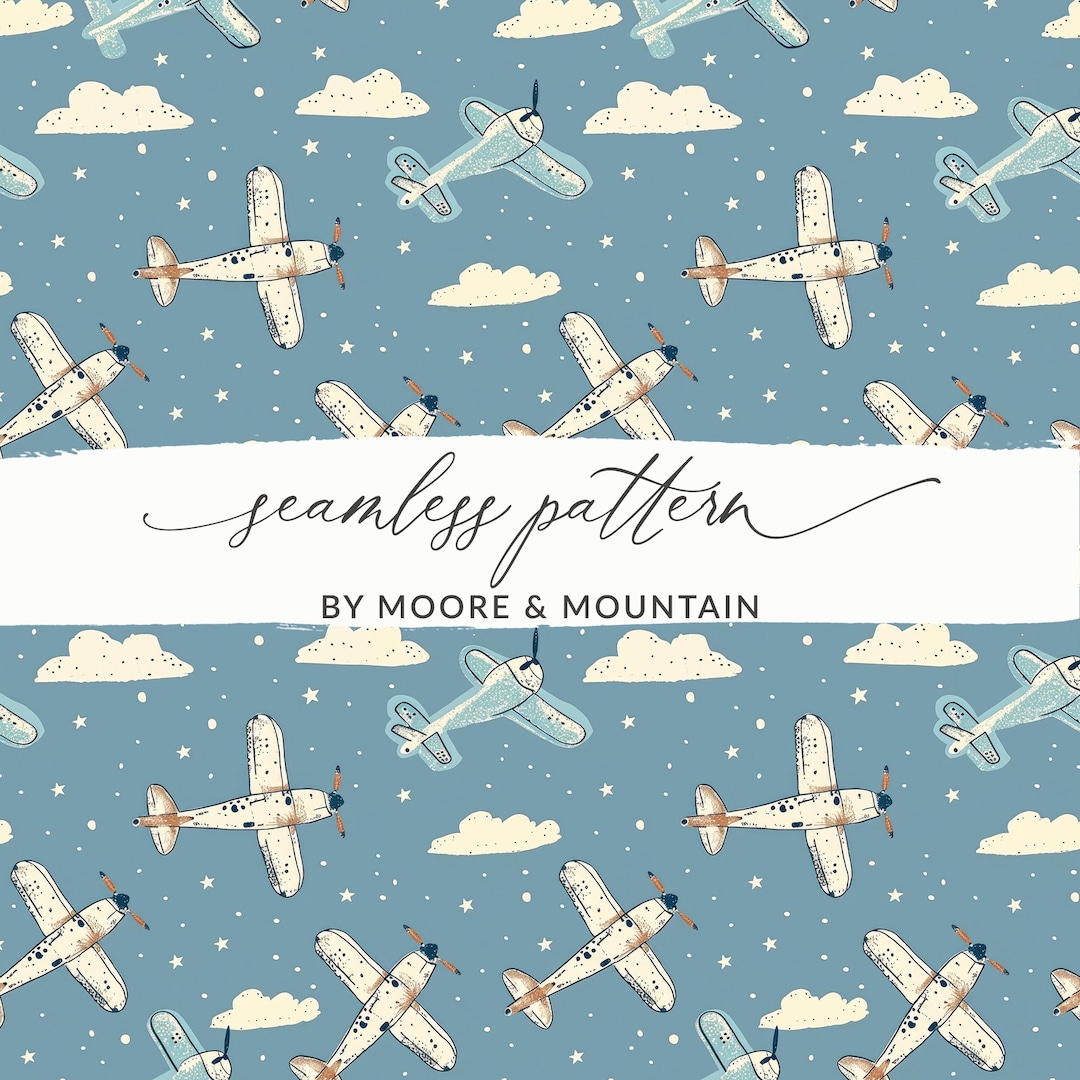 Seamless Airplane Pattern, Seamless Vintage Airplane Background, Little ...