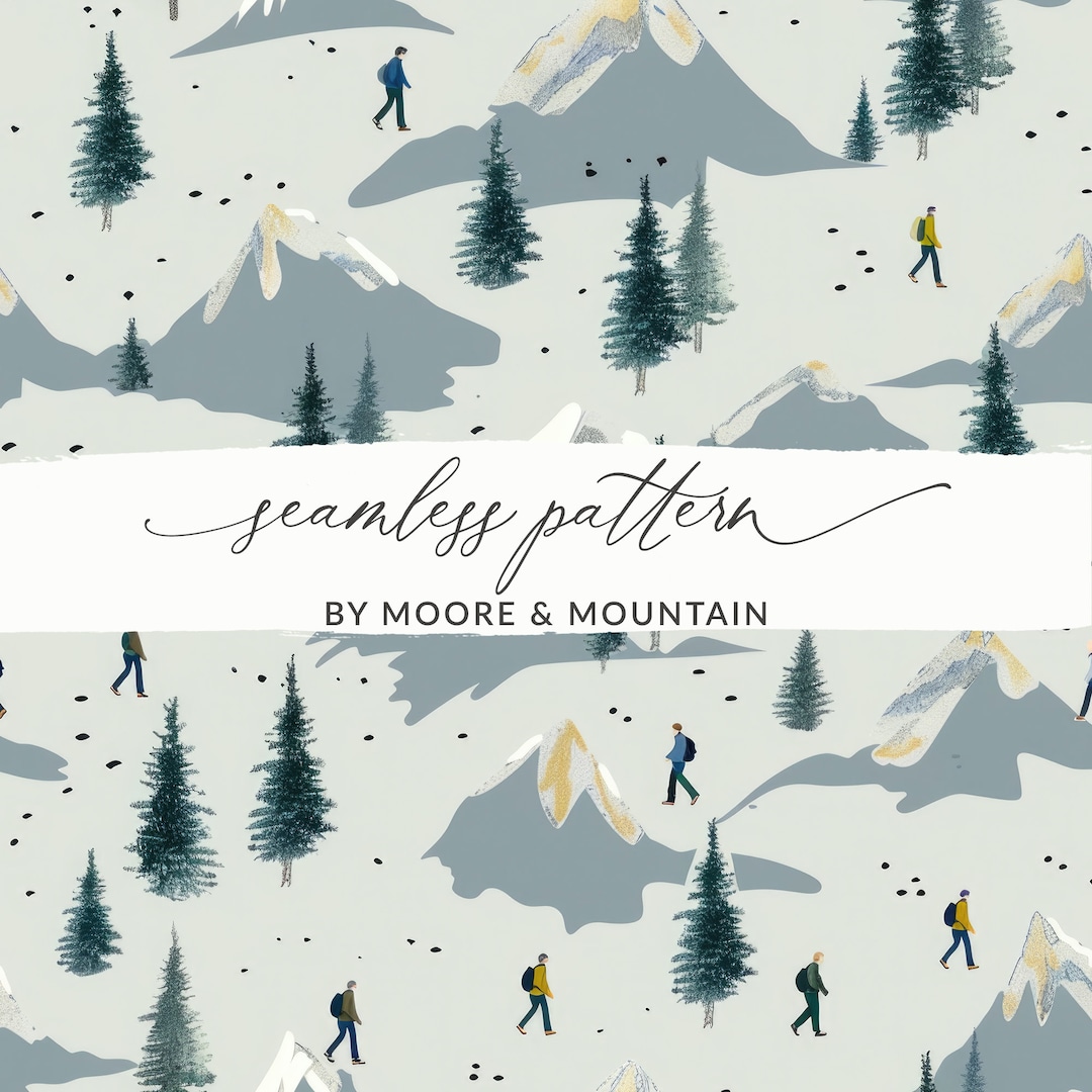 Seamless Hiking Background Pattern Pine Trees Seamless Outdoors Pattern ...