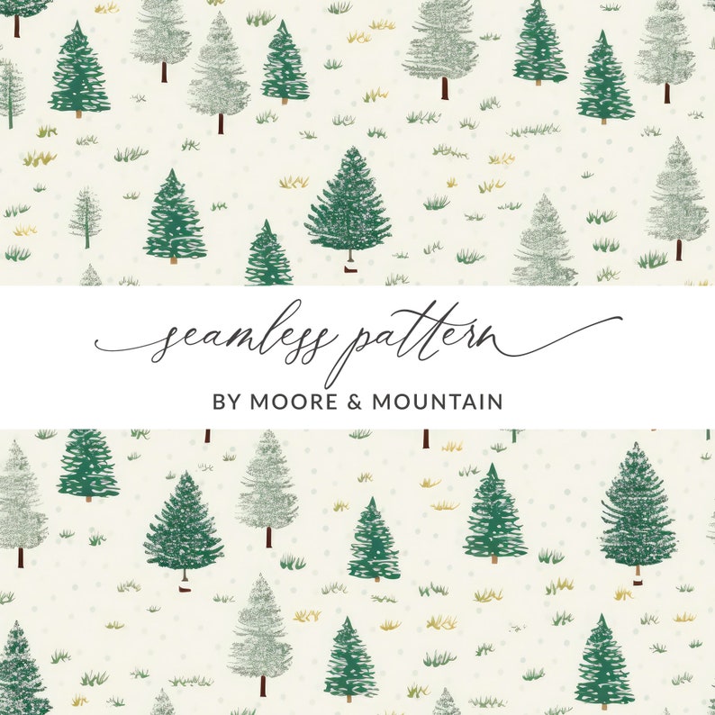 Tiny Pine Trees Seamless Pattern, Winter Evergreen Forest Seamless ...