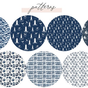 35 Seamless Nautical Backgrounds Set, Sailboat Seamless Patterns ...