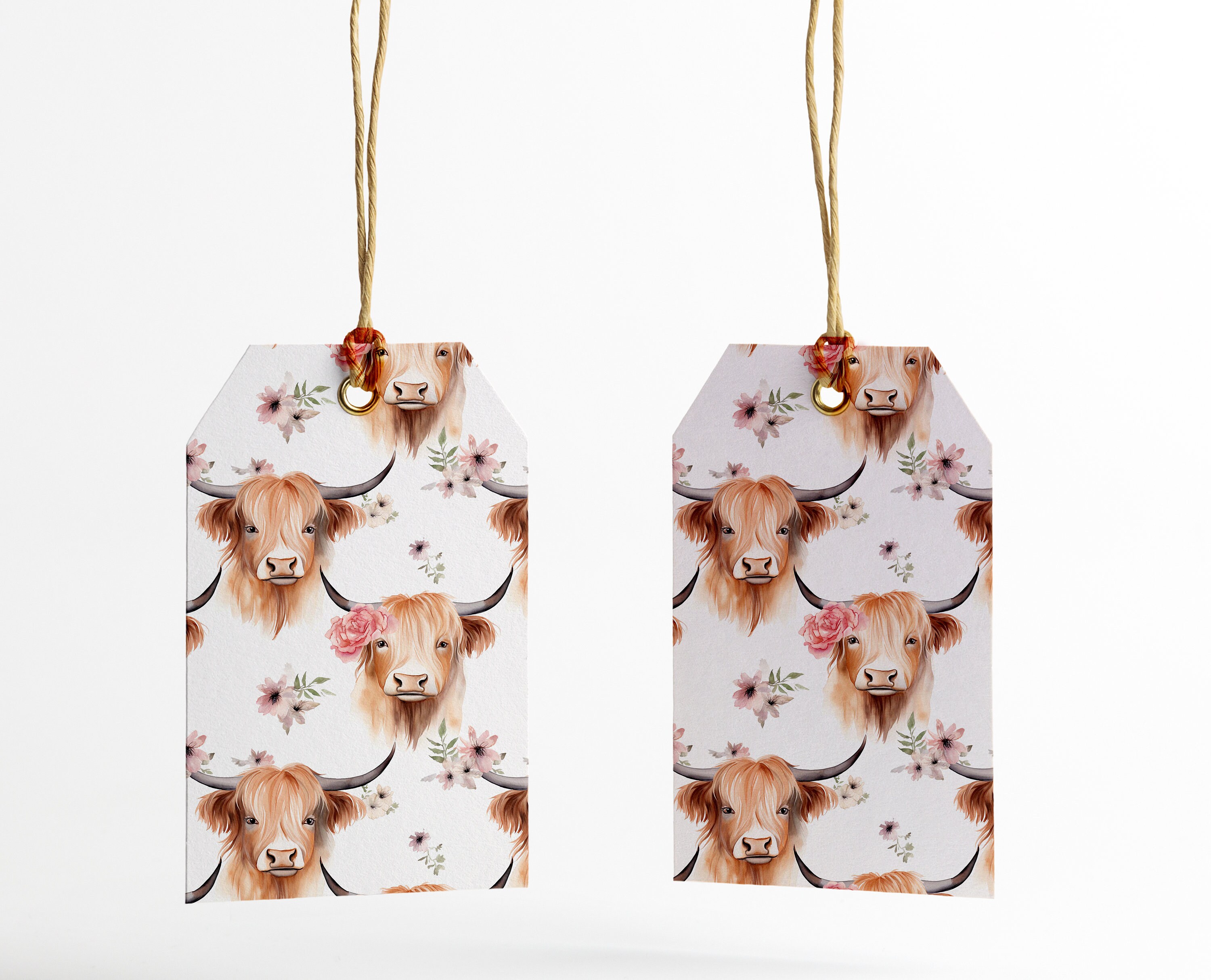 Seamless Highland Cow Pattern, Boho Highland Cow Digital Paper ...