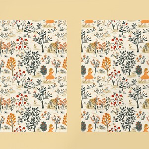 Cottagecore Fall Seamless Background Pattern Autumn Fall Scene ...