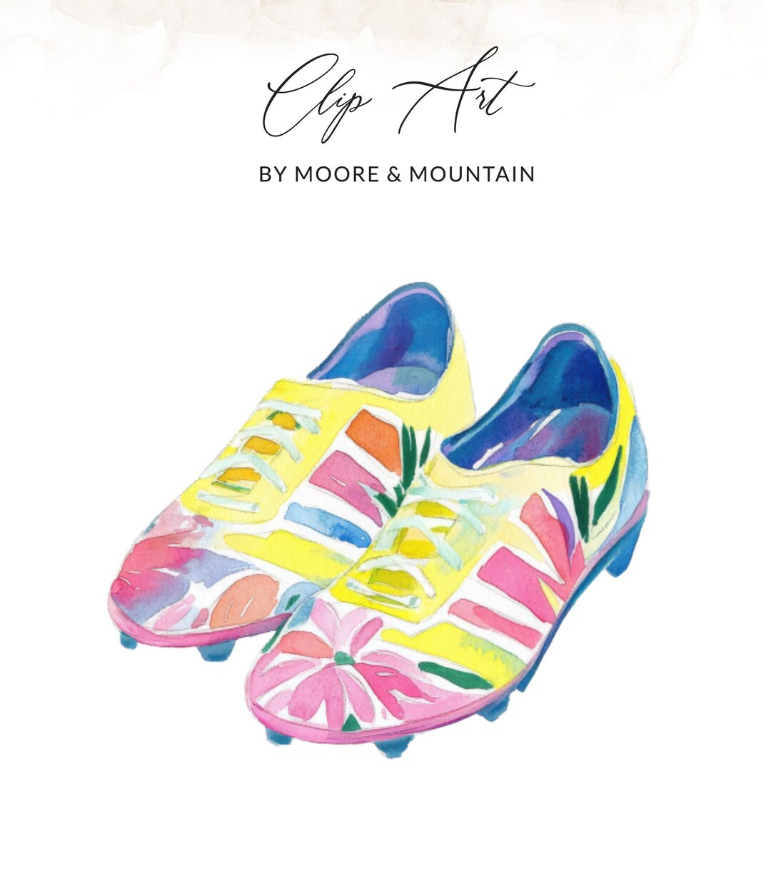Preppy Soccer Cleats PNG SVG, Watercolor Painted Shoes Art, Colorful ...