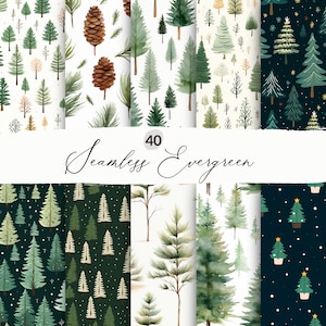 Seamless Evergreen Trees Patterns, Seamless Forest Background, Seamless ...