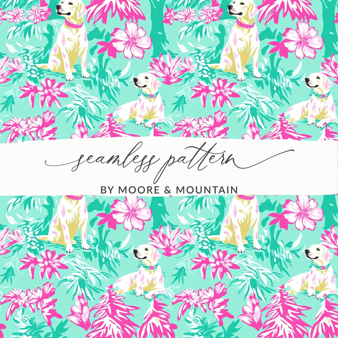 Preppy Dog Seamless Labrador Pattern Background for Dog Lovers Yellow ...