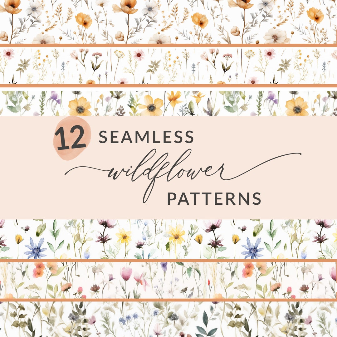 Seamless Watercolor Wildflower Patterns, Boho Wildflower Background ...