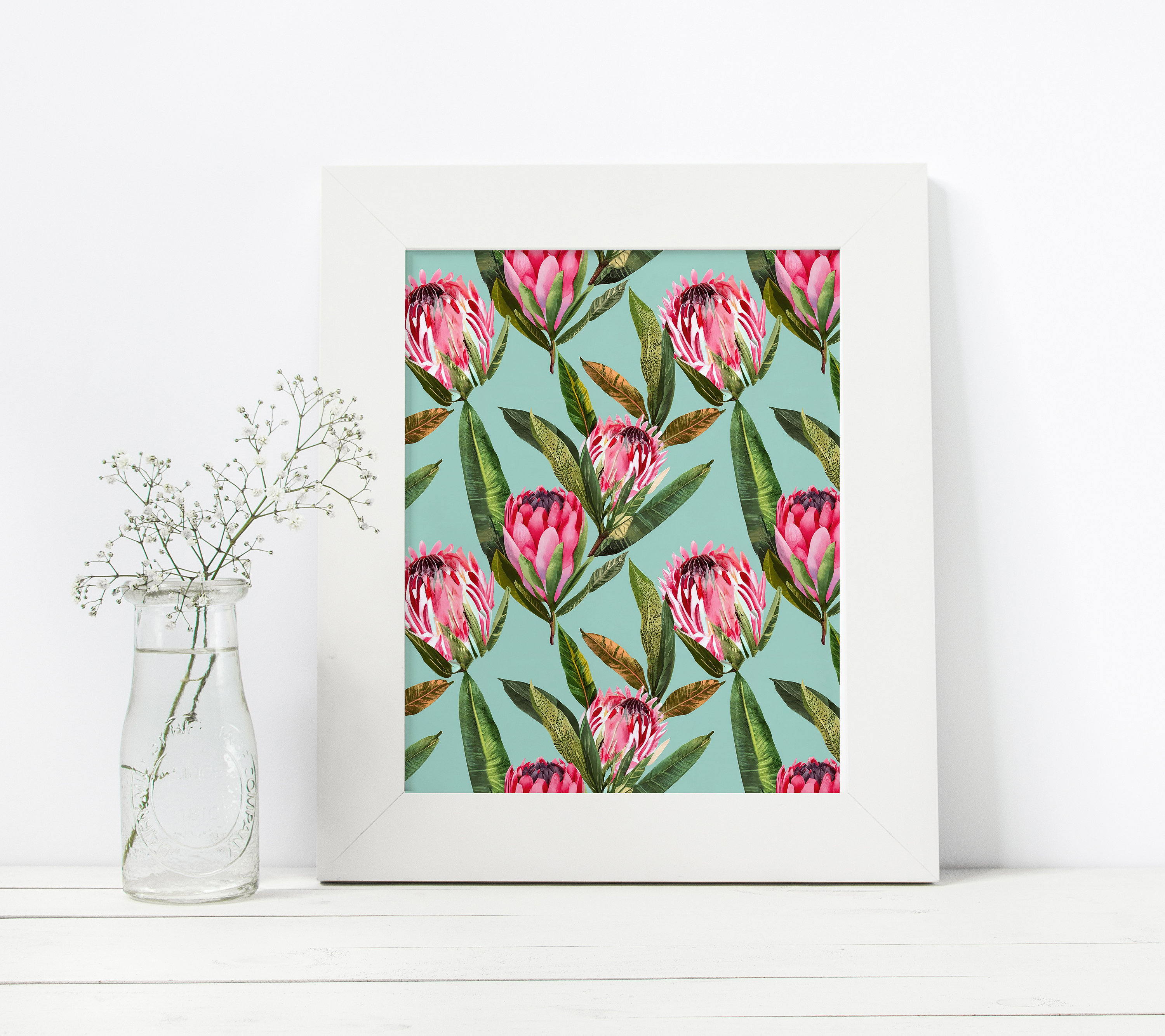 Seamless Protea Background, Protea Plant Pattern, Seamless Protea ...