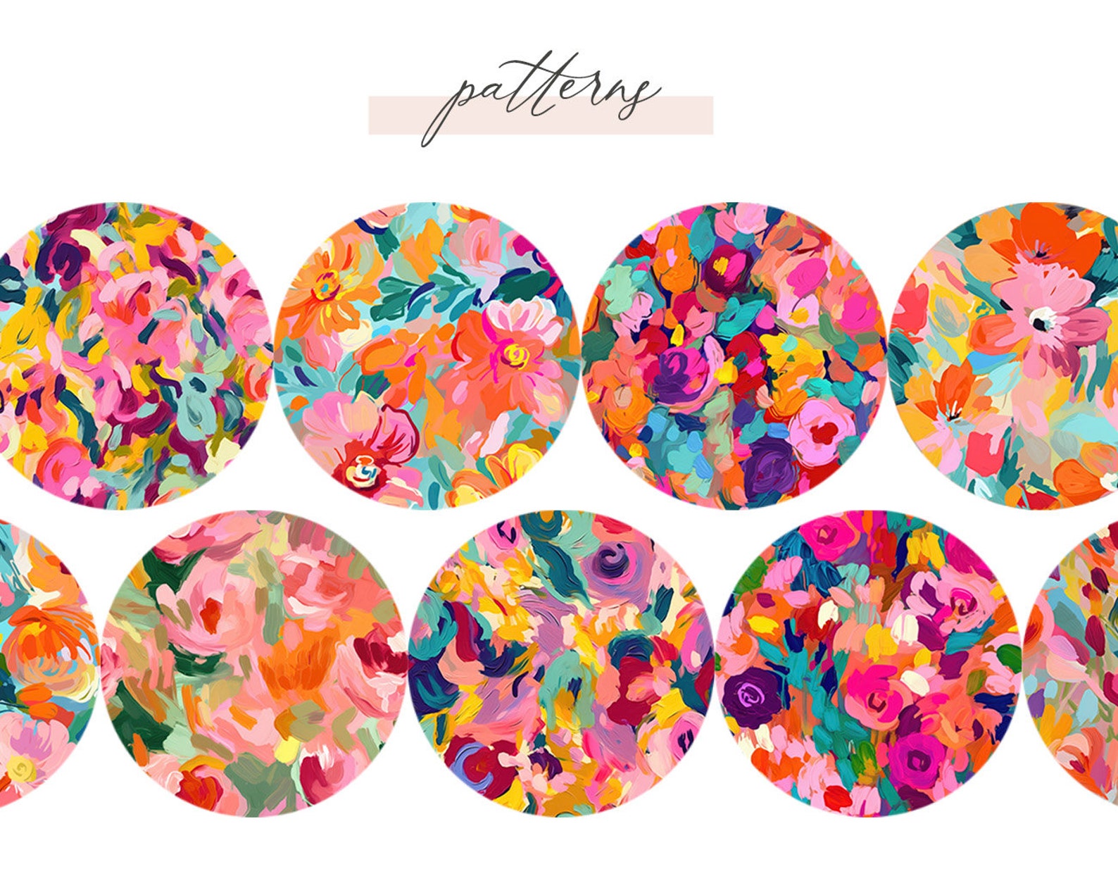 30 Painted Abstract Floral Pattern Set, Seamless Painted Floral ...
