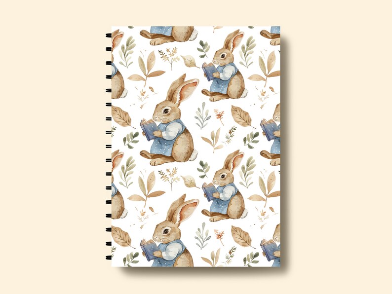 Vintage Rabbit Background, Cottagecore Rabbit Seamless Pattern, Book ...