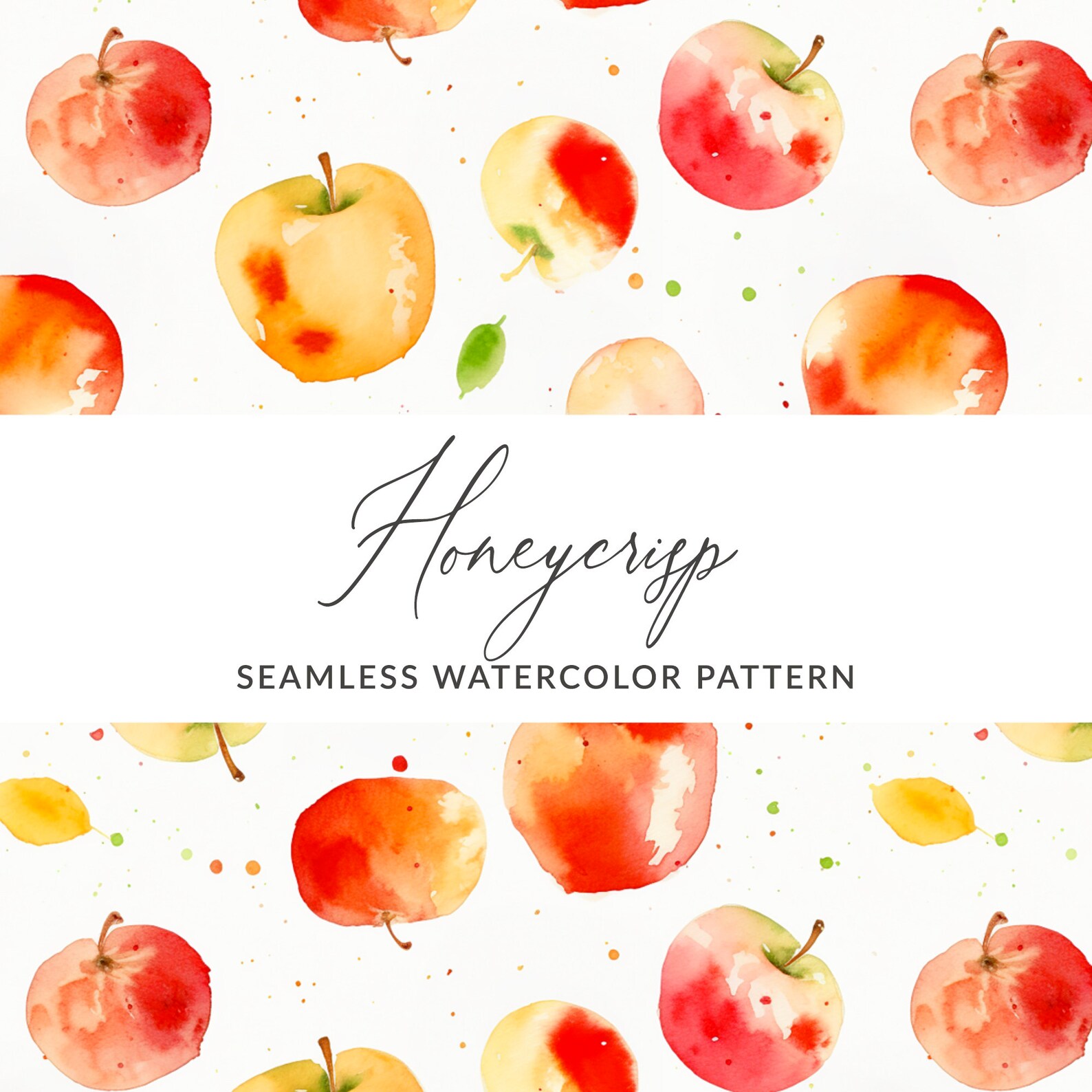 Seamless Apple Pattern, Watercolor Apple Pattern, Fall Apples ...