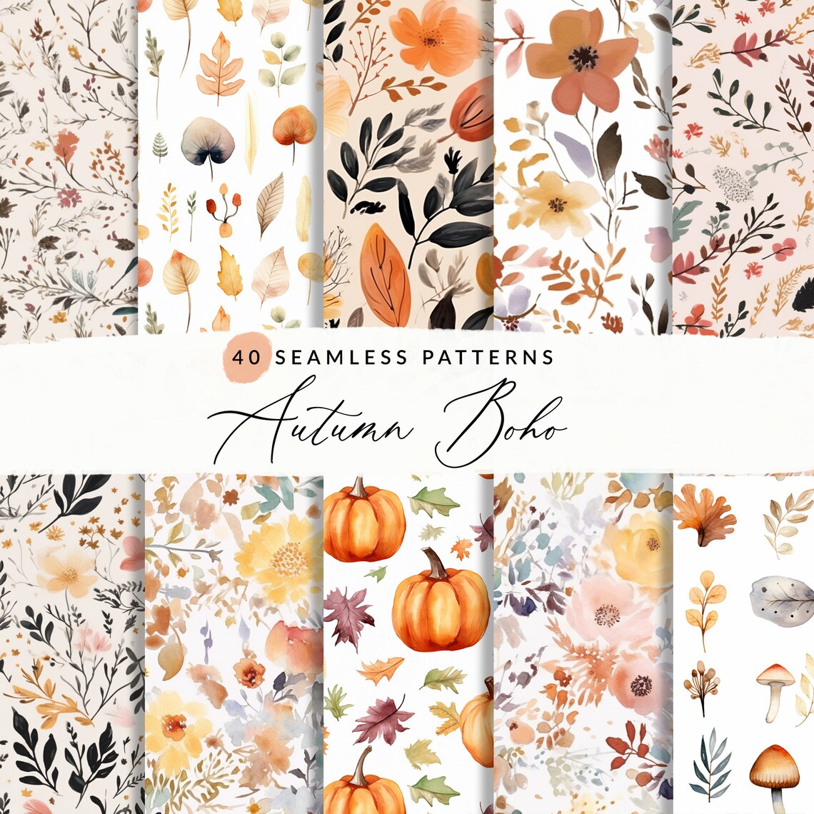 Seamless Autumn Boho Pattern Boho Fall Backgrounds Seamless - Etsy