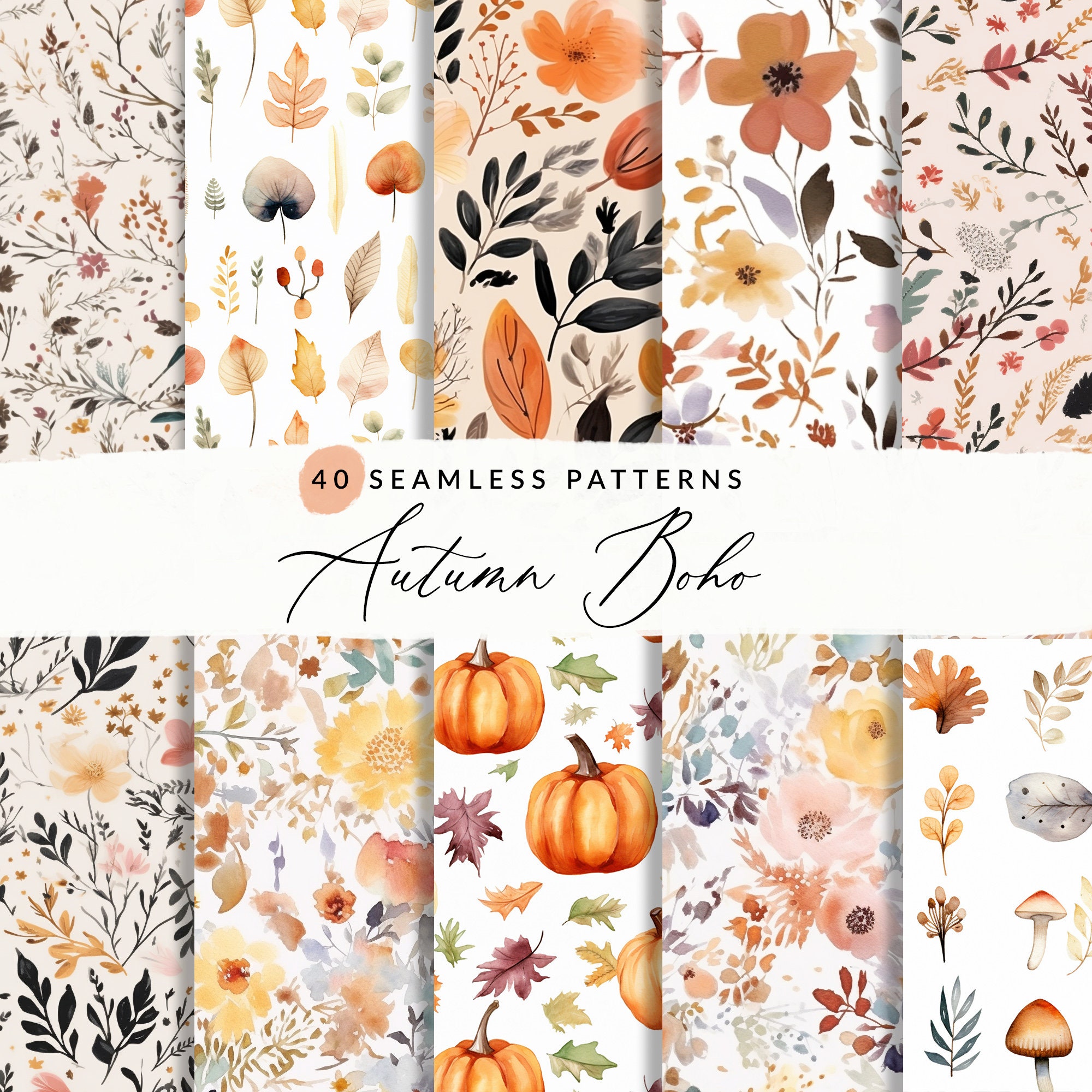 Seamless Autumn Boho Pattern Boho Fall Backgrounds Seamless - Etsy