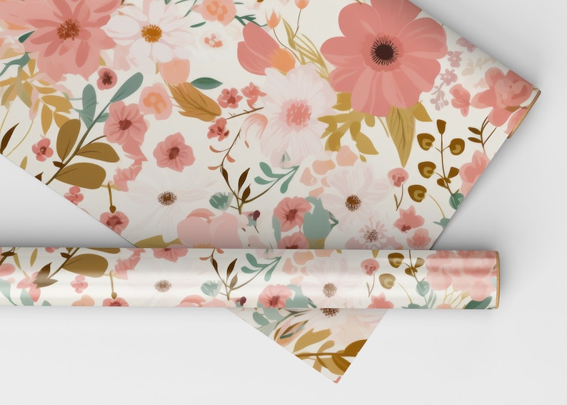 Dutsy Pink Floral Seamless Pattern, Muted Pink Flowers Digital Paper ...