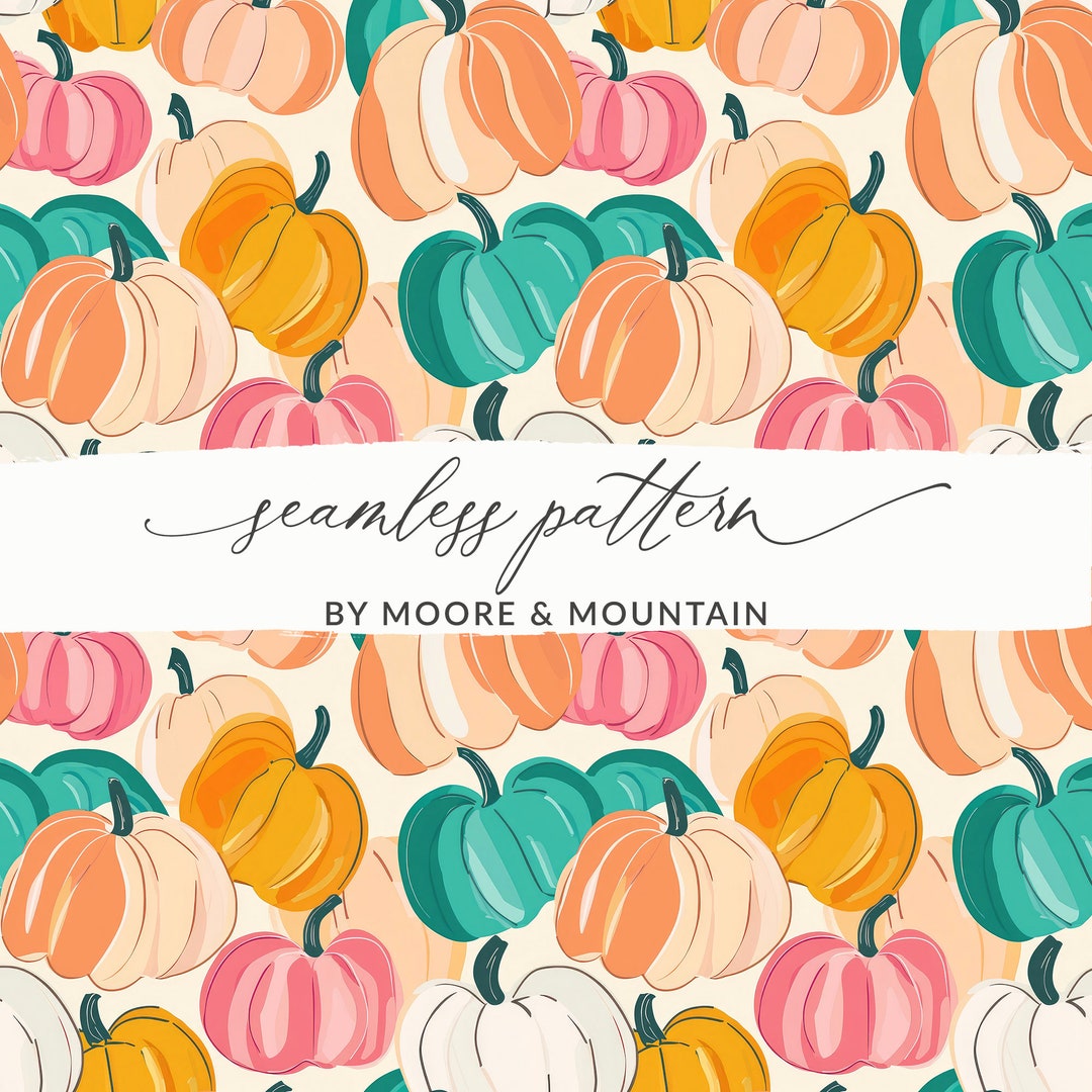 Pink Fall Pumpkins Cute Fall Background Pink and Teal Boho Pumpkin ...