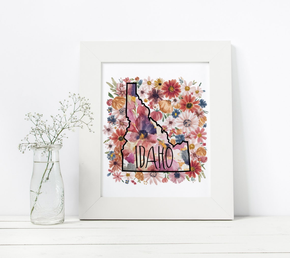 State of Idaho Clipart, Idaho State PNG, Idaho State With Flowers ...