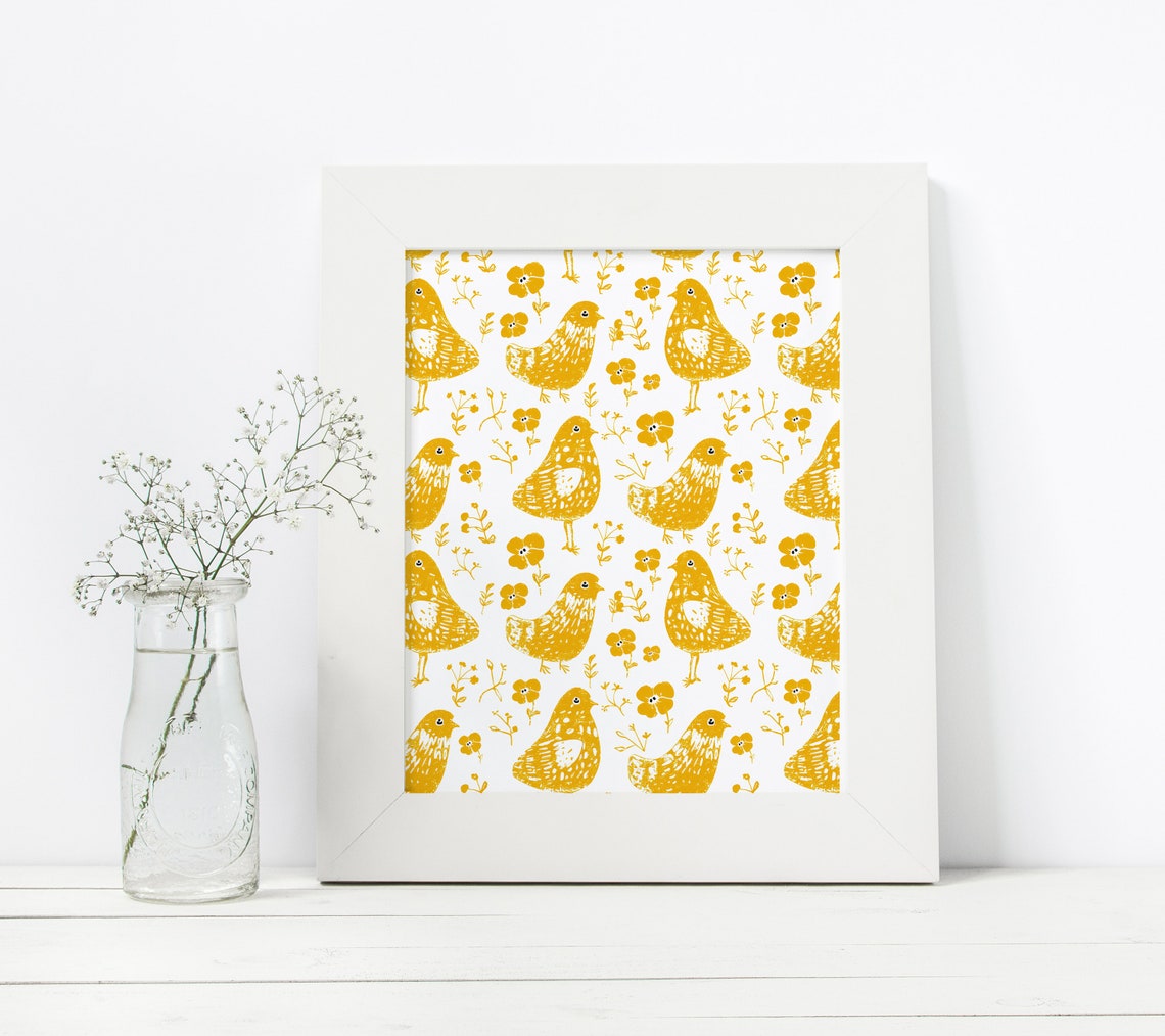Seamless Chick Background, Yellow Chicken Pattern, Yellow Baby Chick ...