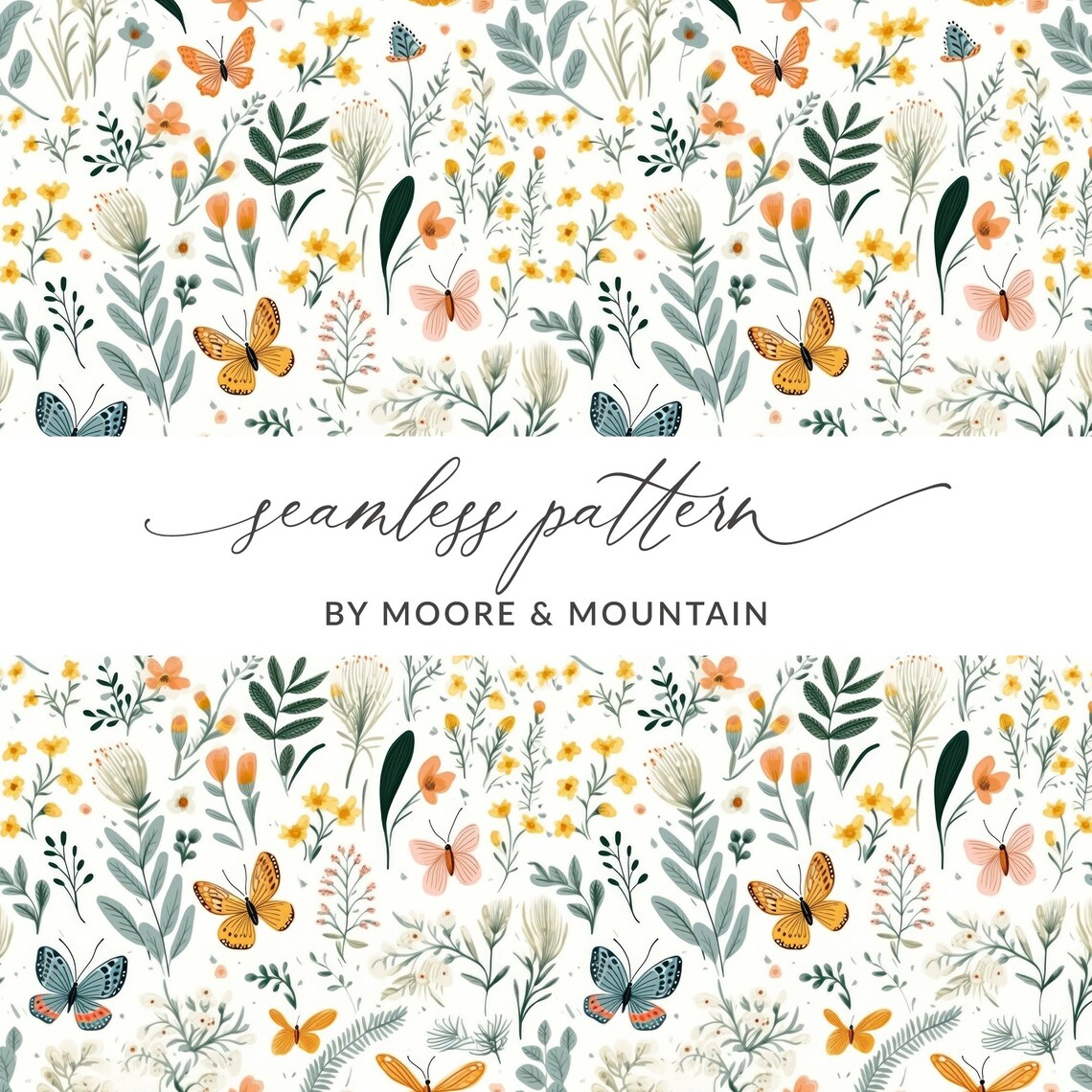 Cottagecore Seamless Background Butterfly Field Background, Butterflies ...