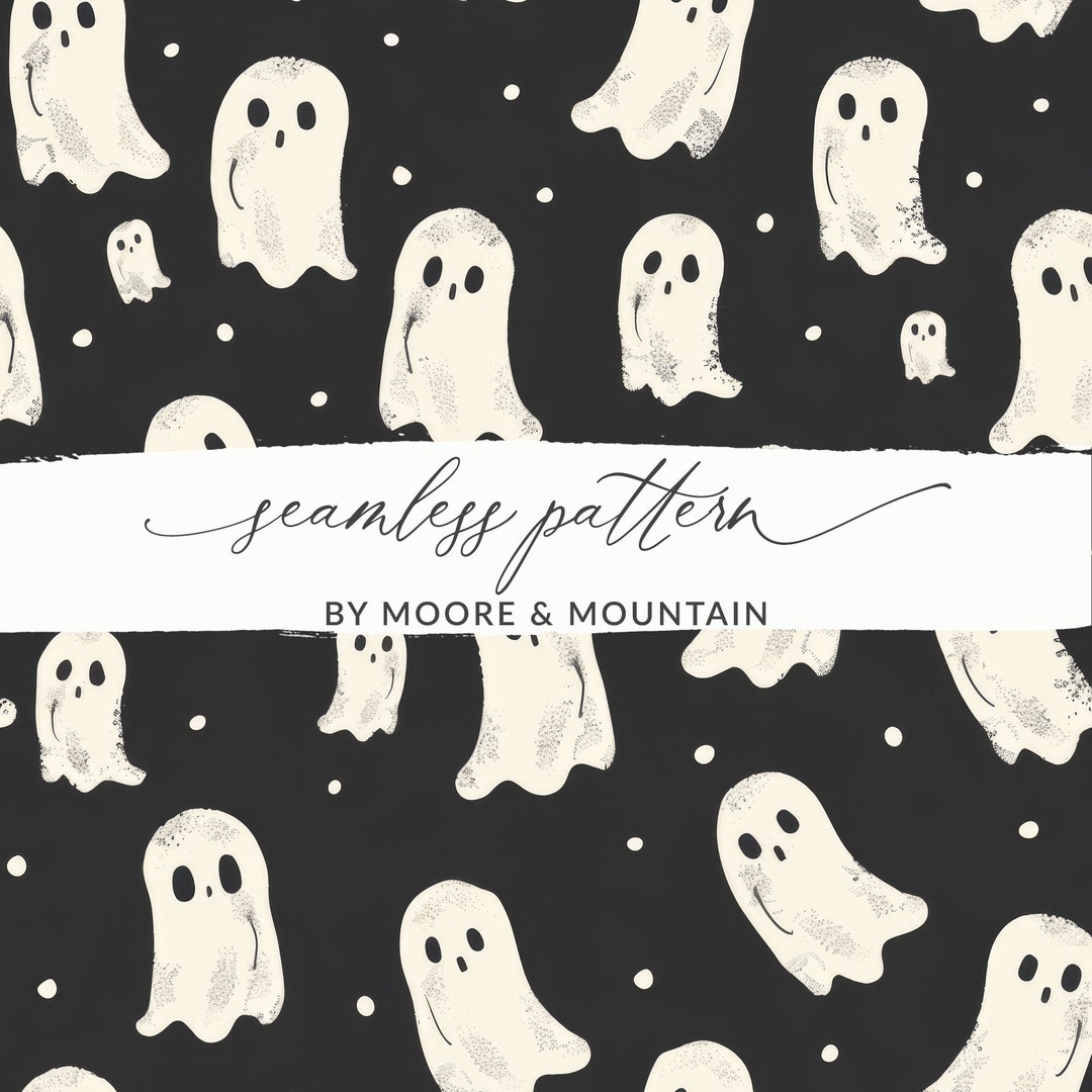 Cute Ghosts Seamless Halloween Background Pattern Cute White Ghosts ...