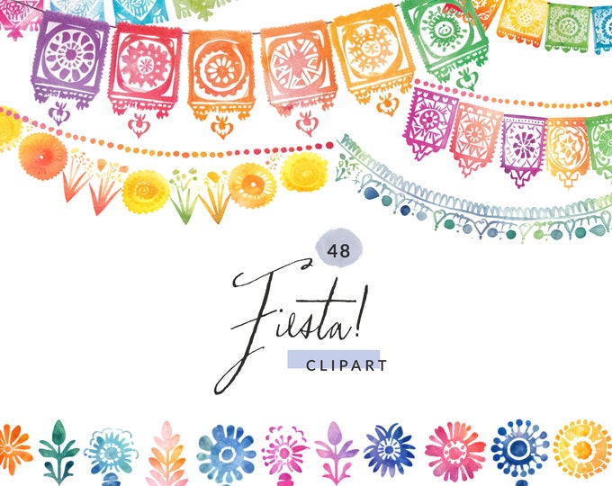 Papel picado alfabeto, clipart uso comercial, México, día de muertos ...