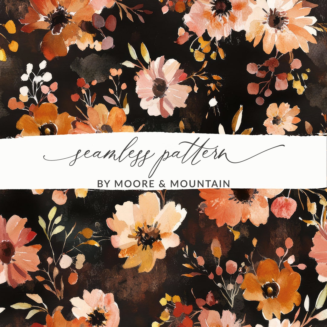 Rust Flowers Seamless Pattern Rust Colored Fall Watercolor Floral ...