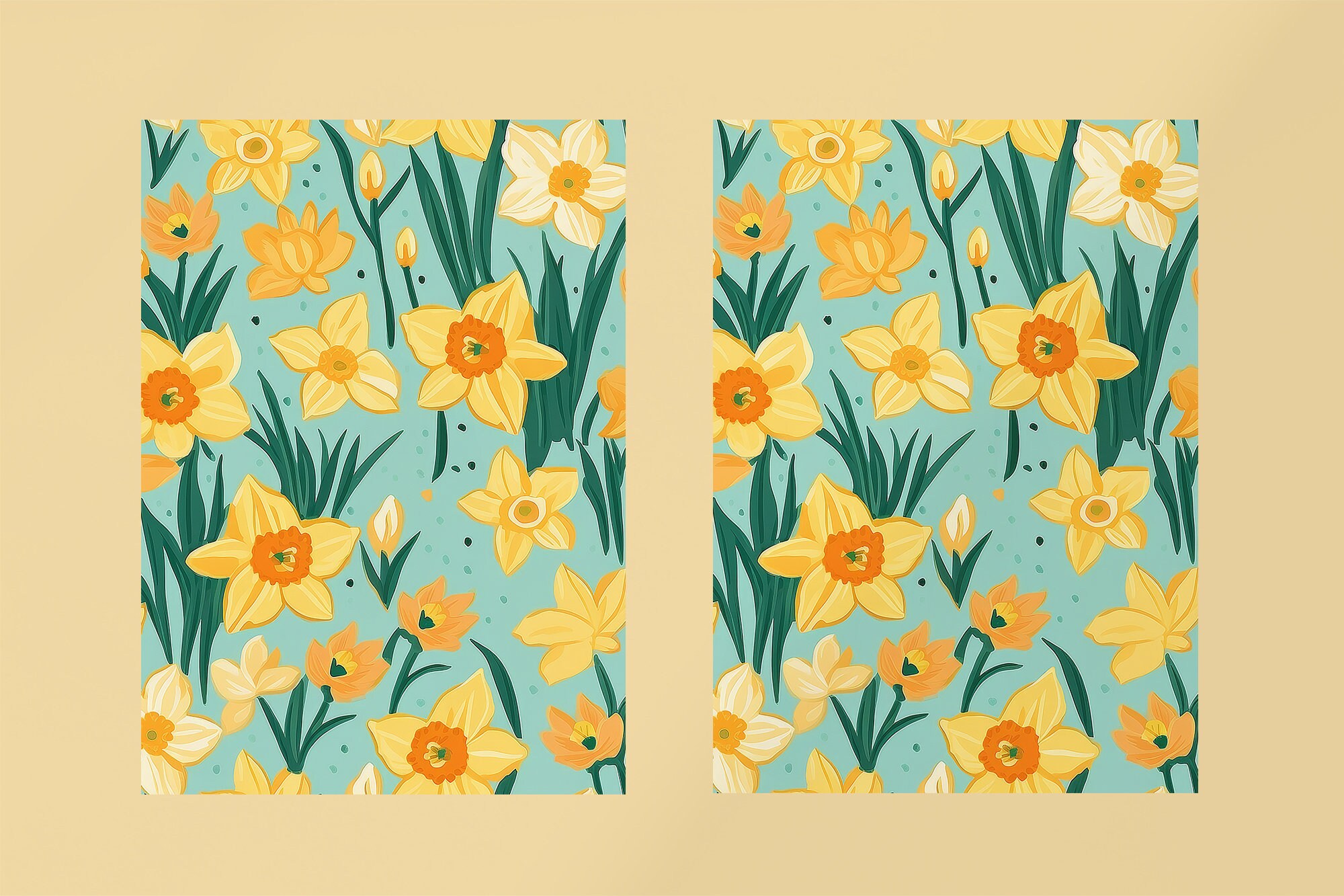 Hand Drawn Daffodils Pattern Spring Daffodils Repeating Pattern, Modern ...