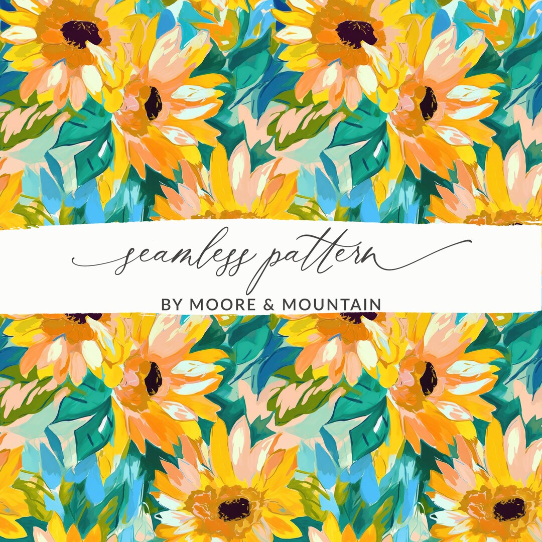 Acrylic Sunflower Seamless Pattern Painted Sunflowers Fall Pattern ...