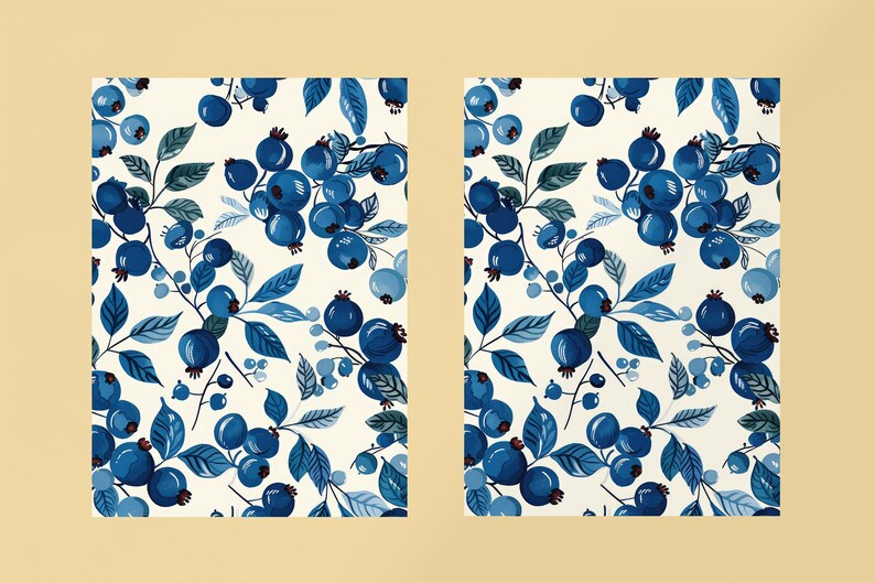 Seamless Blueberries Repeating Background Pattern Summer Berry Seamless ...