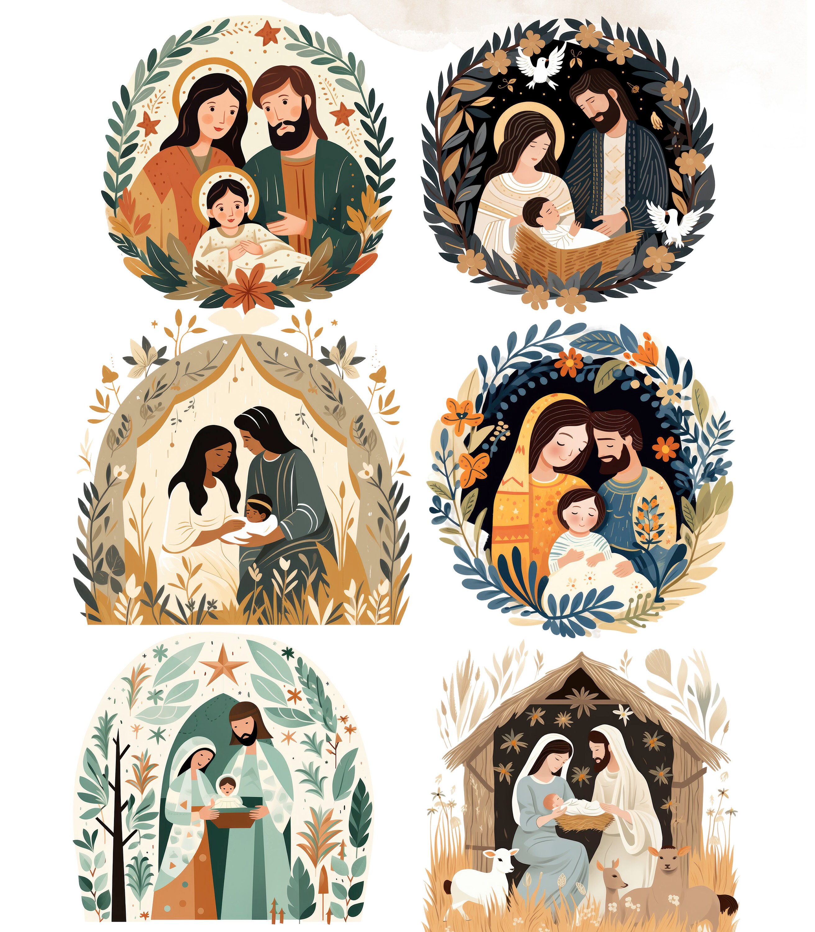 Cute Nativity Clipart, Modern Nativity Scene PNG, Christmas Nativity ...