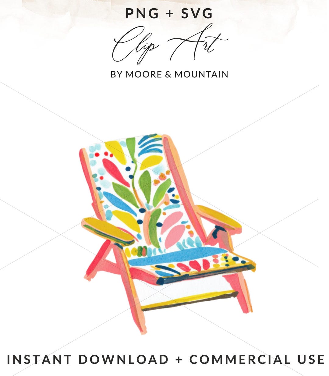 Preppy Beach Chair Clipart, Summer Illustration PNG, Rainbow Pastel ...