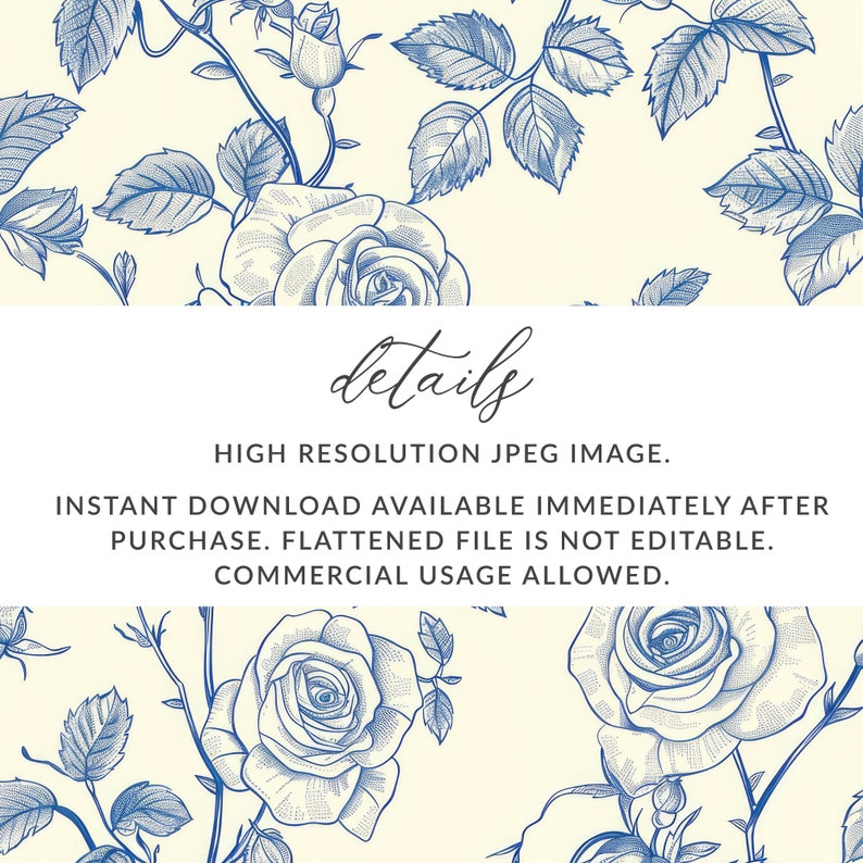 Vintage Romantic Rose Pattern Seamless Light Blue Rose Line Art Modern ...