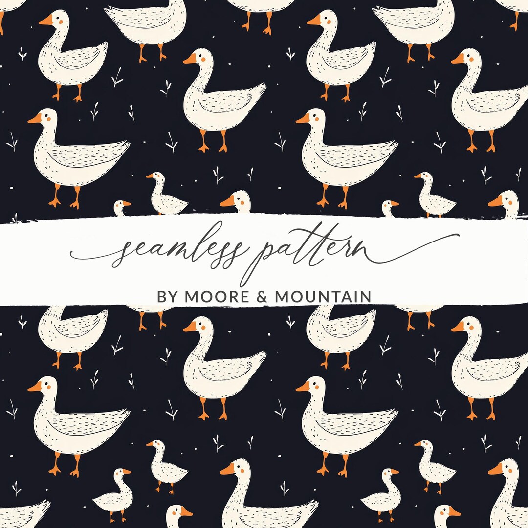 Black Goose Seamless Pattern Geese Background Pattern Cute Goose PNG ...