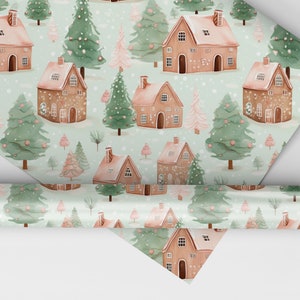 Cute Pink Gingerbread House Seamless Background Pattern, Seamless ...