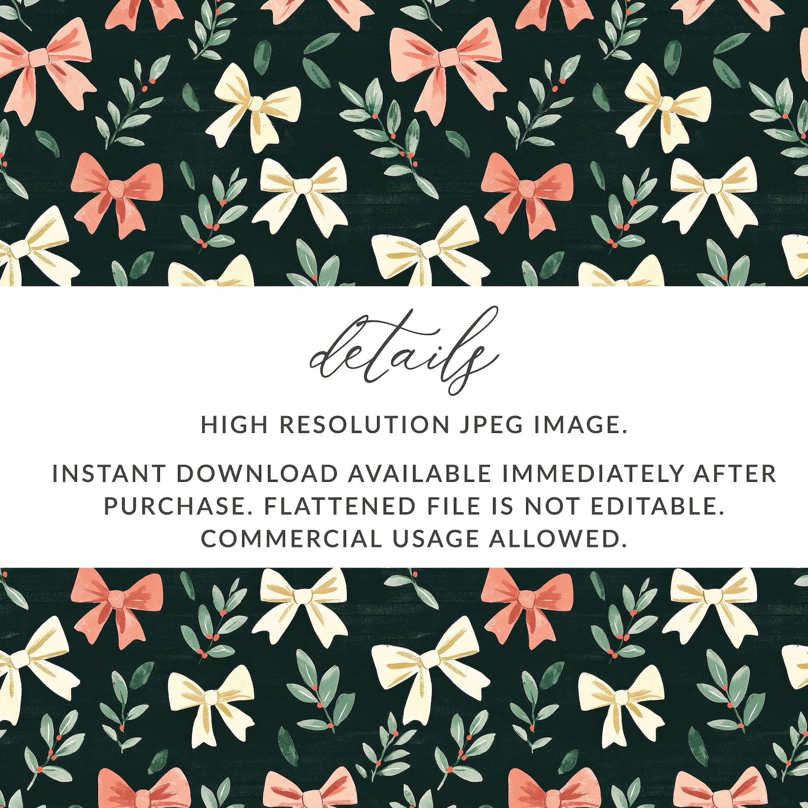 Dark Bow Seamless Pattern PNG Seamless File Cute Winter Bows Background ...